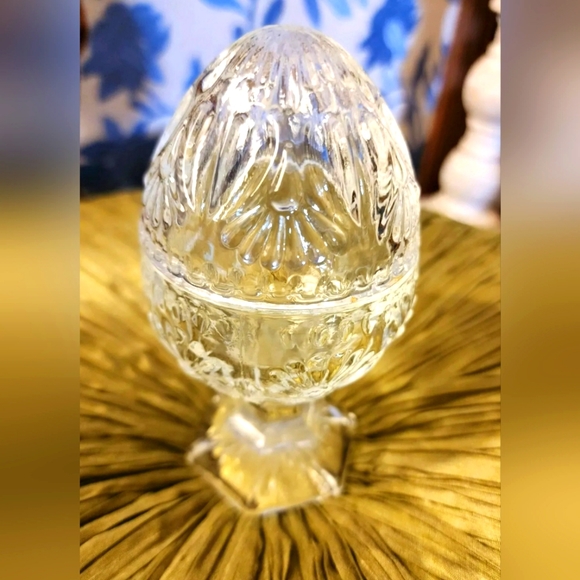 Avon | Holiday | Vintg 8s Avon Easter Egg Shaped Lidded Clear Glass ...